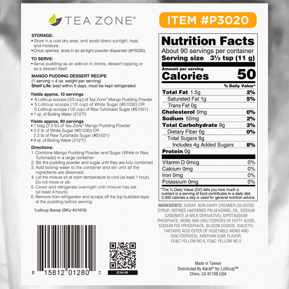 TeaZone Mango Pudding Powder P3020C|NTFOODS